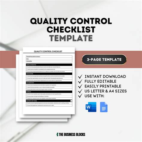 Quality Control Checklist Template Quality Assurance Checklist Manufacturing Quality Checklist
