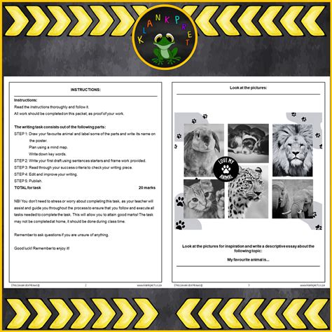 Grade 4 English Home Language Formal Assessment Task 2 Writing Task Term 1 2022 Klankpret