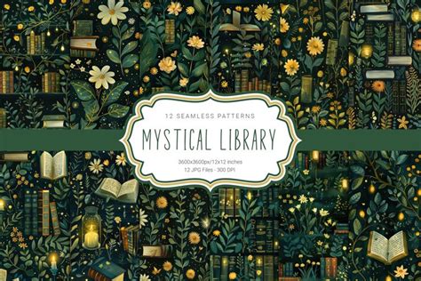 Mystical Library Seamless Patterns