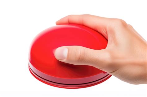 Premium AI Image Hand Pressing Big Red Button Isolated On White Background