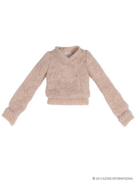 Moe Sode V Neck Sweater Milk Tea Beige Pure Neemo S