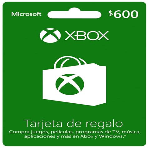 Tarjeta De Regalo Xbox Live Accs 600 Pesos