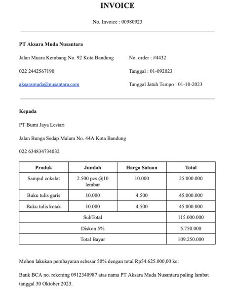 9 Contoh Invoice Tagihan Pembayaran Terlengkap