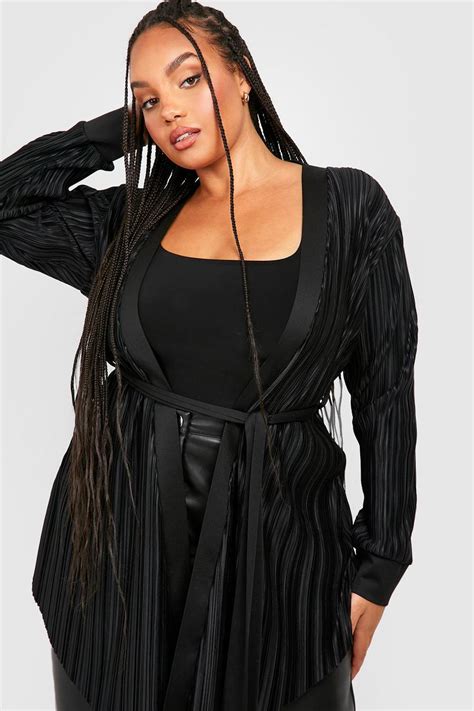 Plus Plisse Tie Front Wrap Top Boohoo
