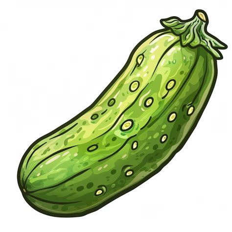 Premium Vector A Drawing Of A Cucumber With A Green Face
