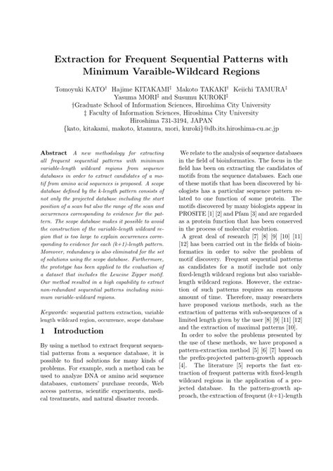 Pdf Extraction For Frequent Sequential Patterns With Minimum Varaible