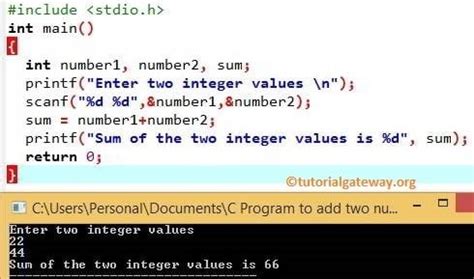 C Program To Add Two Numbers