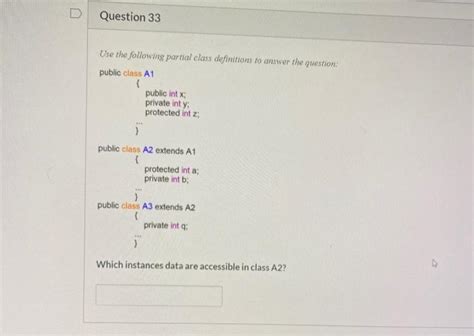 Solved Question 33 Use The Following Partial Class