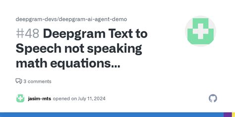 Deepgram Text To Speech Not Speaking Math Equations Properly · Issue