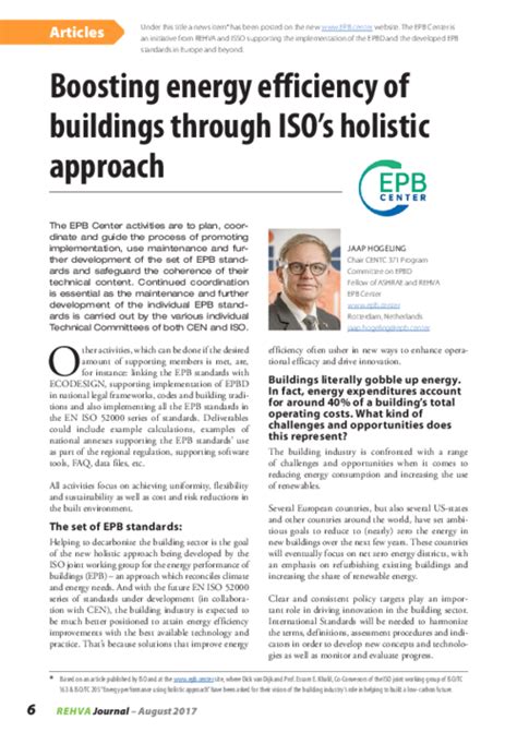 Rehva Journal Boosting Energy Efficiency Of Buildings Through Isos Holistic Approach