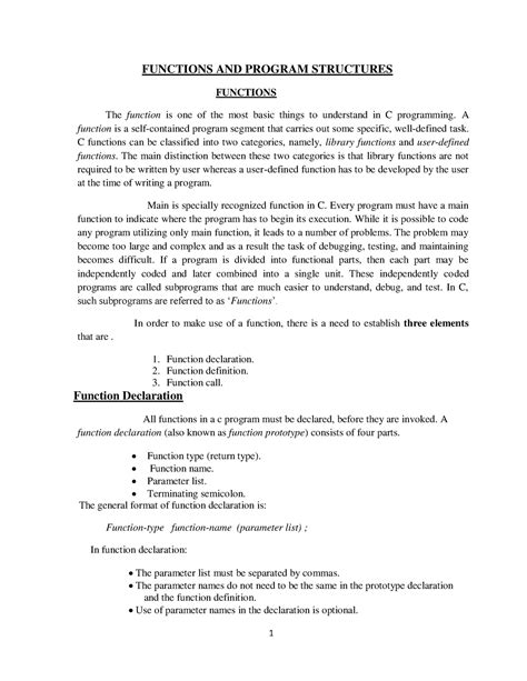cp module 3 lecture notes functions and program structures