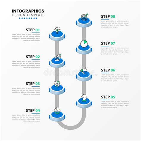Infographic Design Template Timeline Concept With 8 Steps Stock Vector Illustration Of Path
