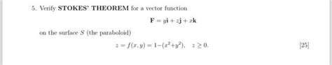 Solved Verify STOKES THEOREM For A Vector Function Chegg