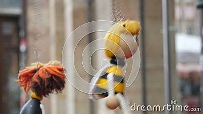 Funny Wooden Toys String Puppet Moving Around That Jump On Street Of Nuremberg Germany Stock