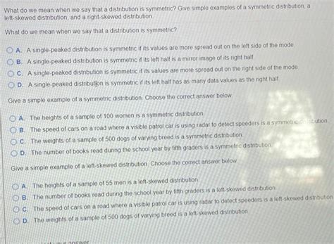 Solved What Do We Mean When We Say That A Distribution Is