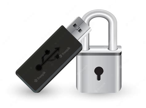 Premium Vector Usb Flashdrive With A Metal Steel Master Key Lock