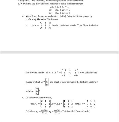 Solved All Together Linear Systems Matrix Multiplication