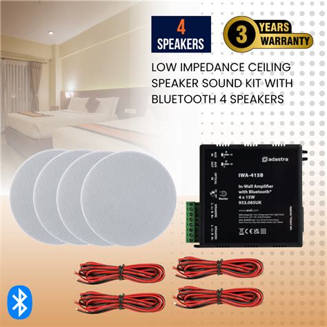 Low Impedance Ceiling Speaker Sound Kit With Bluetooth 4 Speakers Commercial Audio Outlet
