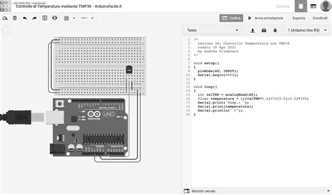 Misura Di Temperatura Mediante Tmp36 Tinkercad Arduino Facile