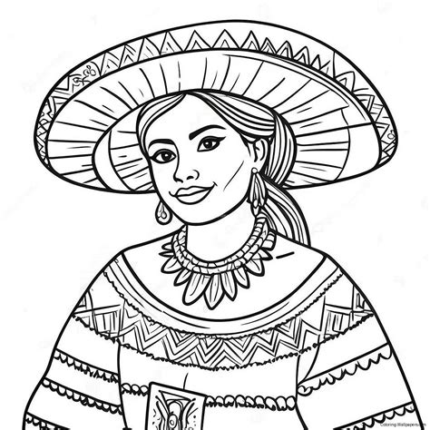 Mexican Girl In Traditional Dress Coloring Page 52703 41686