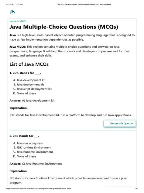 Top Java Mcq Pdf Java Programming Language Java Virtual Machine