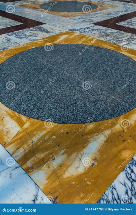 Close Up View Of The Marble Ancient Floor Of The Pantheon Temple Rome