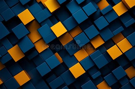 Abstract Pattern Of Alternating Blue And Yellow Cubes Creating A Dynamic Visual Effect