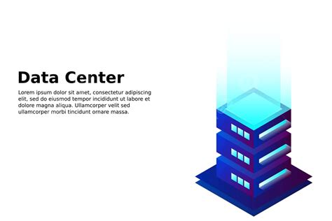 Isometric Data Center With Server Room Background Technology Abstract Supercomputer Vector