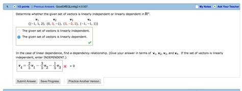 solved determine whether the given set of vectors is