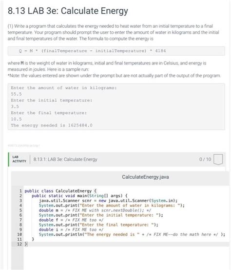 Solved Write A Program That Calculates The Energy Needed Chegg