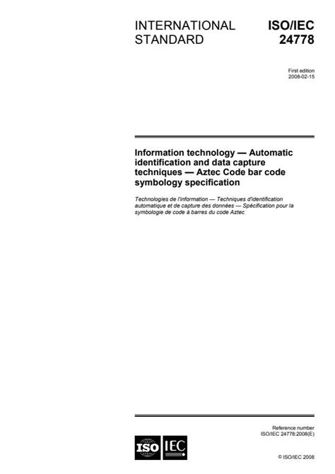 ISO IEC 24778 2008 Information Technology Automatic Identification And Data Capture Techniques