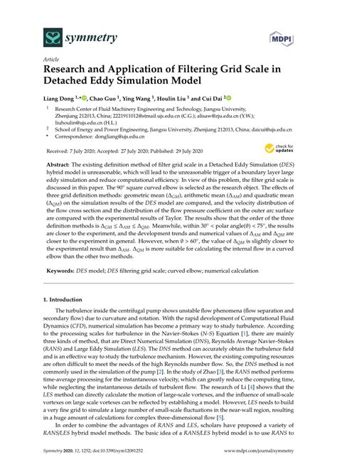 pdf research and application of filtering grid scale in detached eddy
