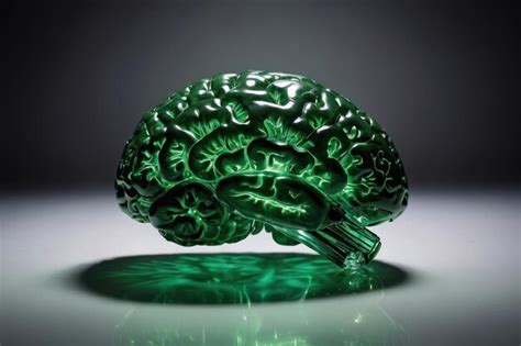Glowing Green Glass Brain Model Premium Ai Generated Image