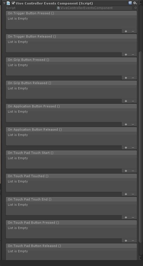 Wip Htc Vive Controller Events Using Unityevents Unity Engine
