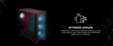 MSI MAG Forge R Airflow ATX Mid Tower Computer Case X Pre Installed Case Fans Up To Mm