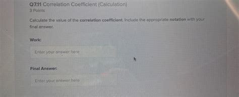 Solved Q711 Correlation Coefficient Calculation 3 Points