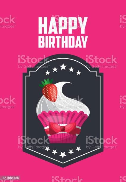 컵 케 익 아이콘입니다 행복 한 생일 디자인입니다 벡터 그래픽 0명에 대한 스톡 벡터 아트 및 기타 이미지 0명 1