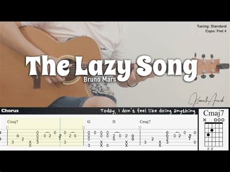 The Lazy Song Bruno Mars Fingerstyle Guitar TAB Chords Lyrics YouTube