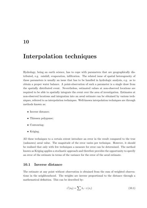 pdf hydrological measurements 10 interpolation techniques dokumen