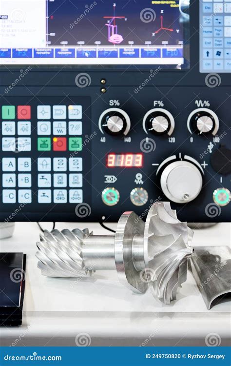 CNC Machine Control And Metal Part Stock Photo Image Of Digital Precision 249750820