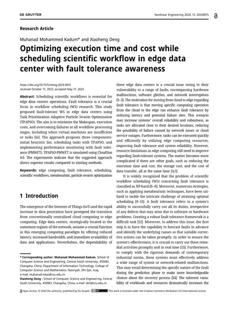 pdf optimizing execution time and cost while scheduling scientific