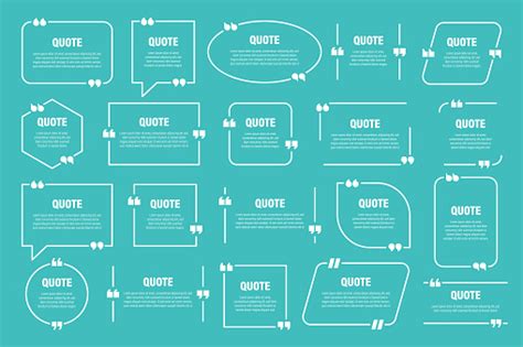 견적 프레임 집합입니다 인용 표시가 있는 음성 거품입니다 빈 텍스트 상자 와 따옴표입니다 블로그 게시물 템플릿입니다 벡터 일러스트레이션 연구에 대한 스톡 벡터 아트 및 기타