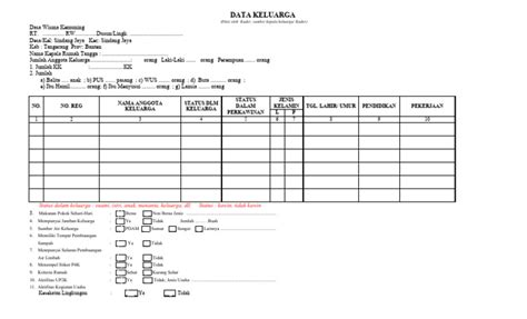 3 Dasawisma Data Keluarga Lampiran Ii1 Pdf