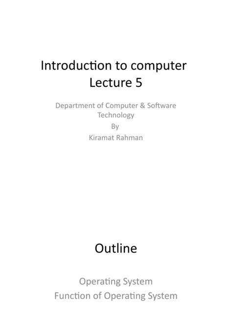 Introduction To Computerlecture5osystem Pdf Operating System