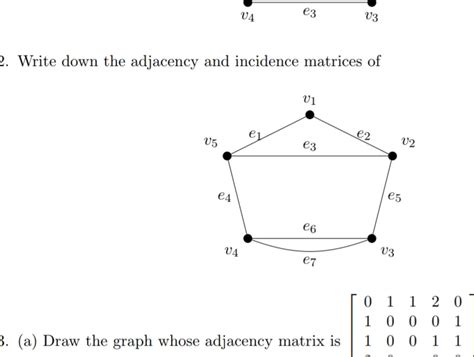 v4 e3 v3 2 write down the adjacency and incidence matrices of3 a dr