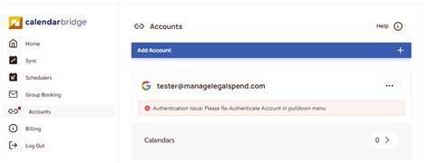 Dashboard Error Messages CalendarBridge Help