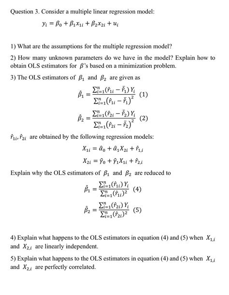 Solved Question Consider A Multiple Linear Regression Chegg