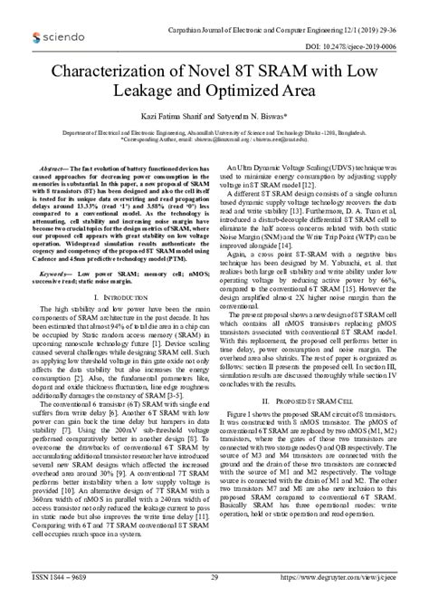 Pdf Characterization Of Novel 8t Sram With Low Leakage And Optimized