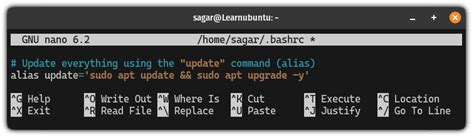 how to open and edit bashrc file in ubuntu