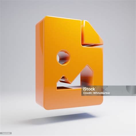 흰색 배경에 격리 된 볼륨 광택 뜨거운 주황색 파일 이미지 아이콘입니다 0명에 대한 스톡 사진 및 기타 이미지 0명 3차원 형태 노랑 Istock